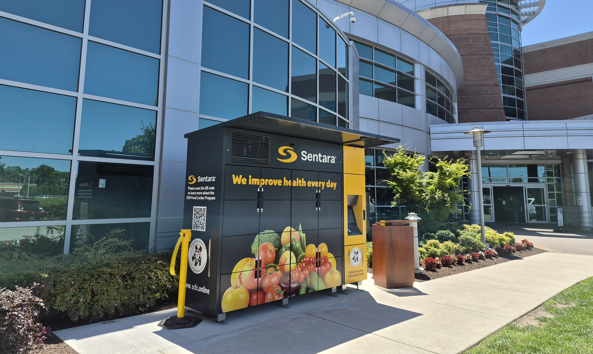 Free community food locker installed outside Sentara Obici Hospital in ...